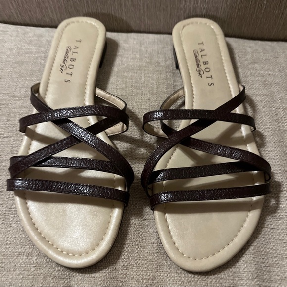 Talbots | Shoes | Talbots Womens Brown Beige Flat Sandals Shoes Slides ...